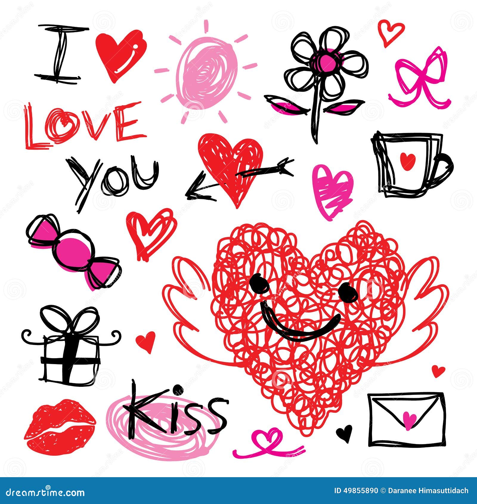 Amor Te Amo Valentine Heart Cute Cartoon Vector Ilustración del Vector ...