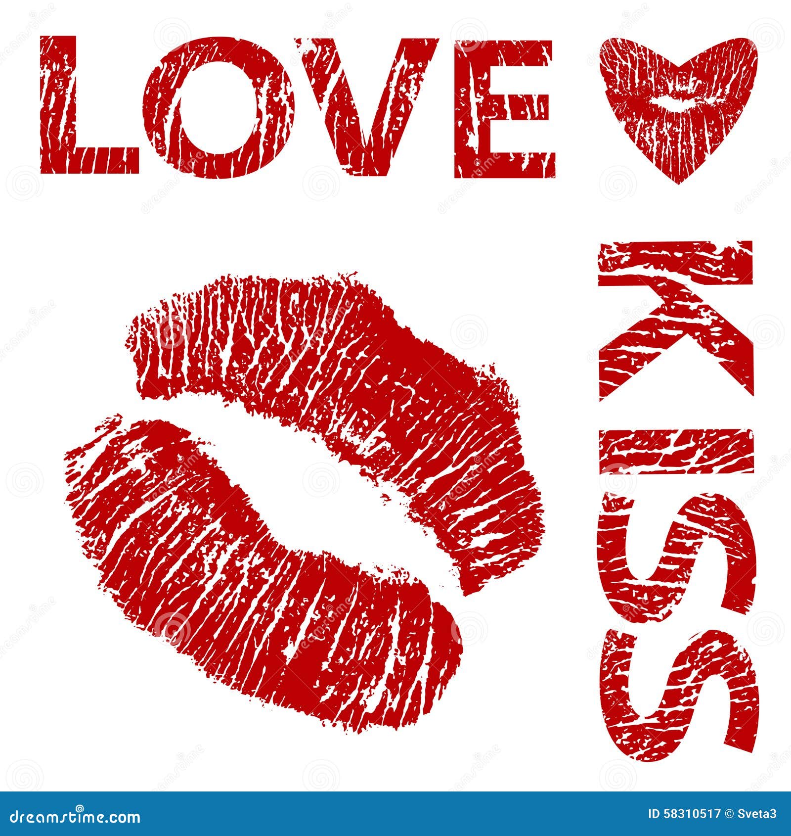 Amore, cuore e bacio illustrazione vettoriale. Illustrazione di grafico ...