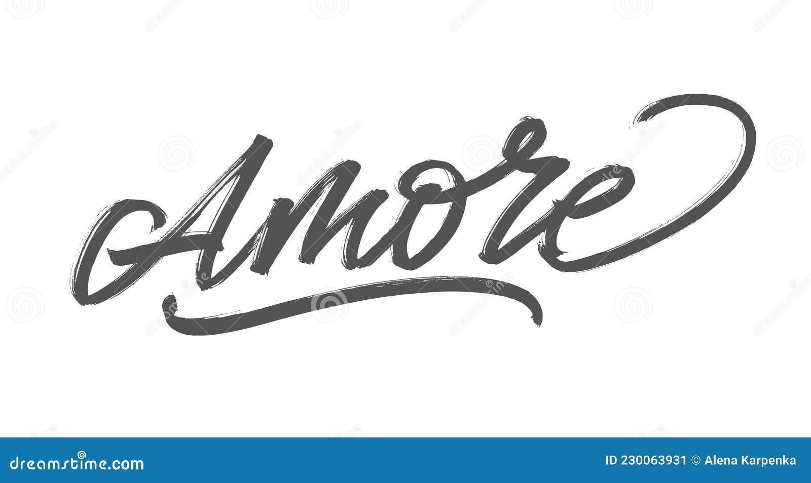 Amore. Love. Handwritten Words with a Brush. Calligraphy in Vector ...