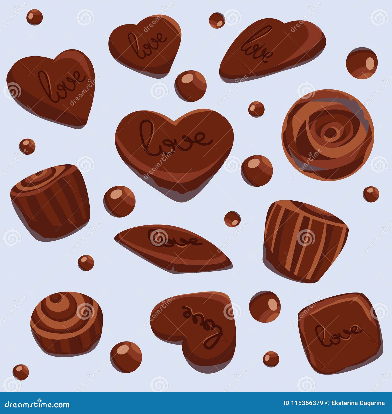 Amores Del Chocolate Del Vector Ilustración del Vector - Ilustración de ...