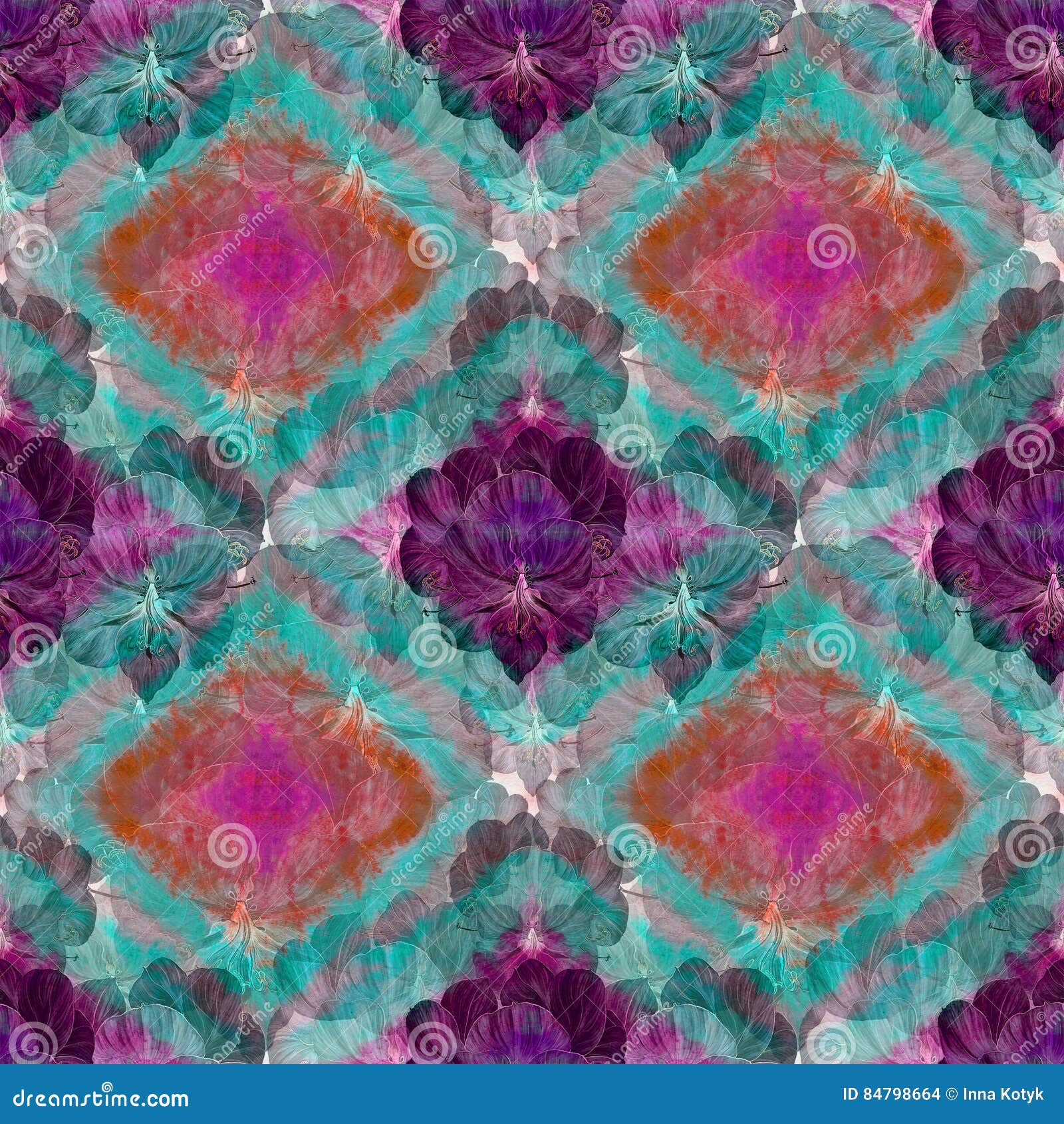 Amorillis. Seamless Pattern. Collage Of Flowers And Leaves. Royalty ...