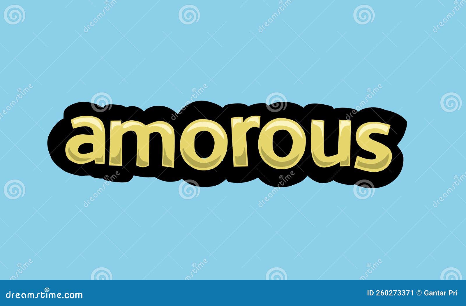 AMOROUS Writing Vector Design on a Blue Background Stock Vector ...
