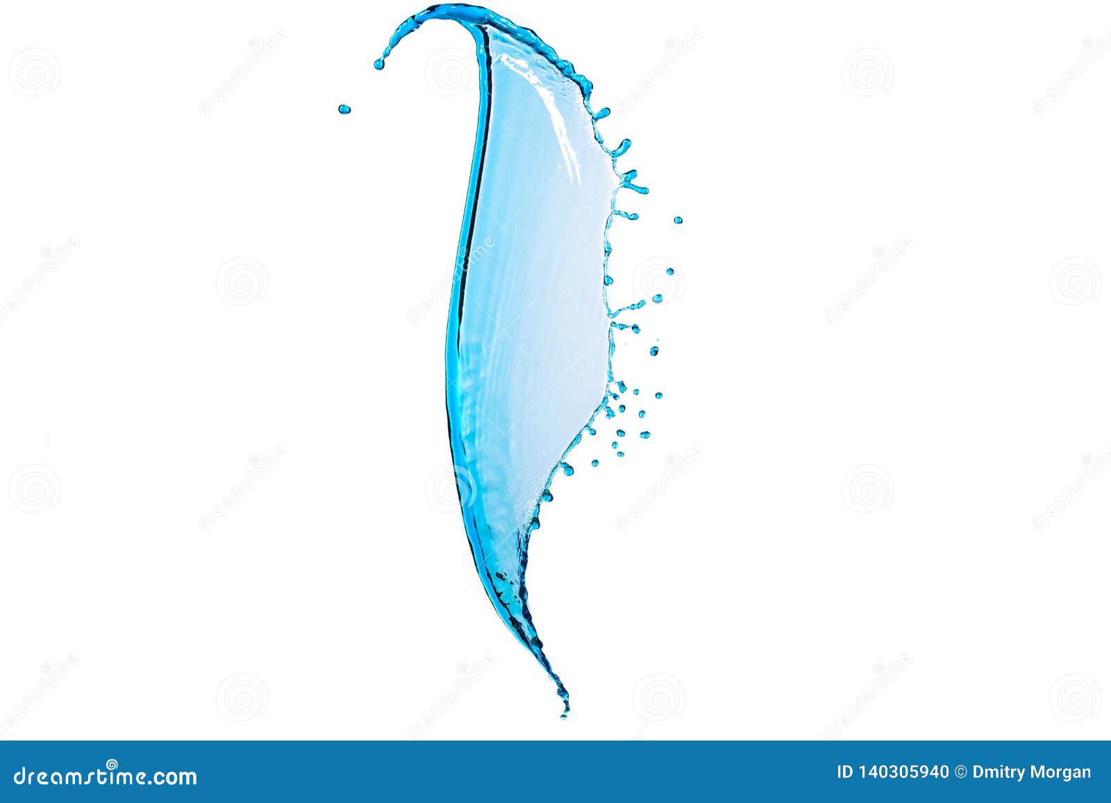 Amorphous Blue Wavy Water Splash Isolated Over Pure White Background ...