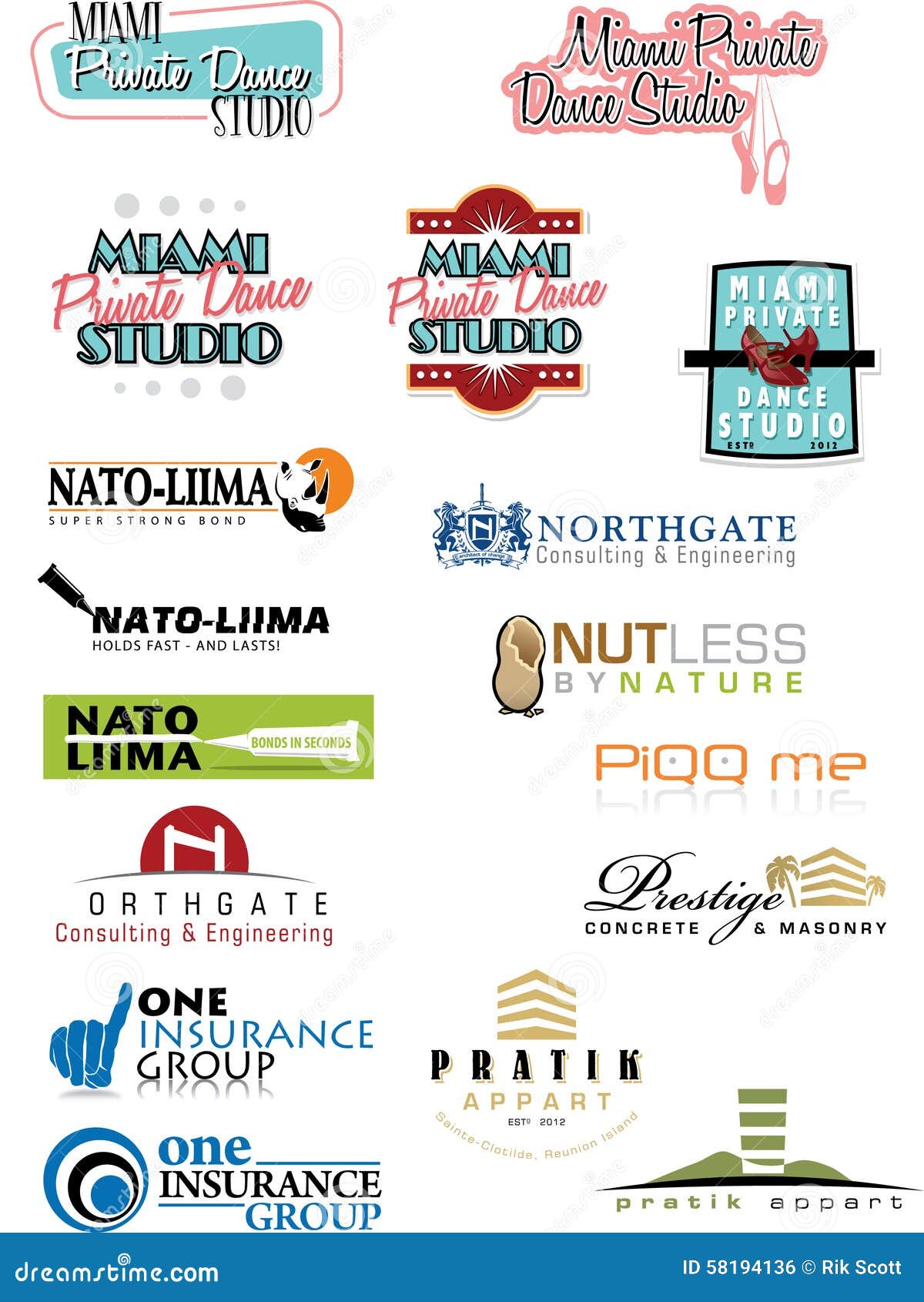 Amostra Logo Set 5 ilustração do vetor. Ilustração de logotipo - 58194136