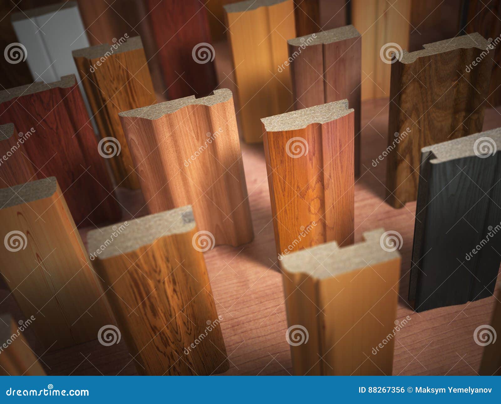 Amostras De Perfis De Madeira Do MDF Da Mobília, Diferentes Ilustração ...