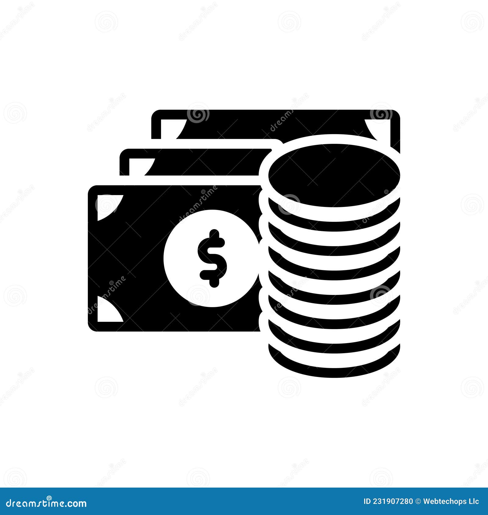 Black Solid Icon for Amount, Investment and Cash Stock Vector ...