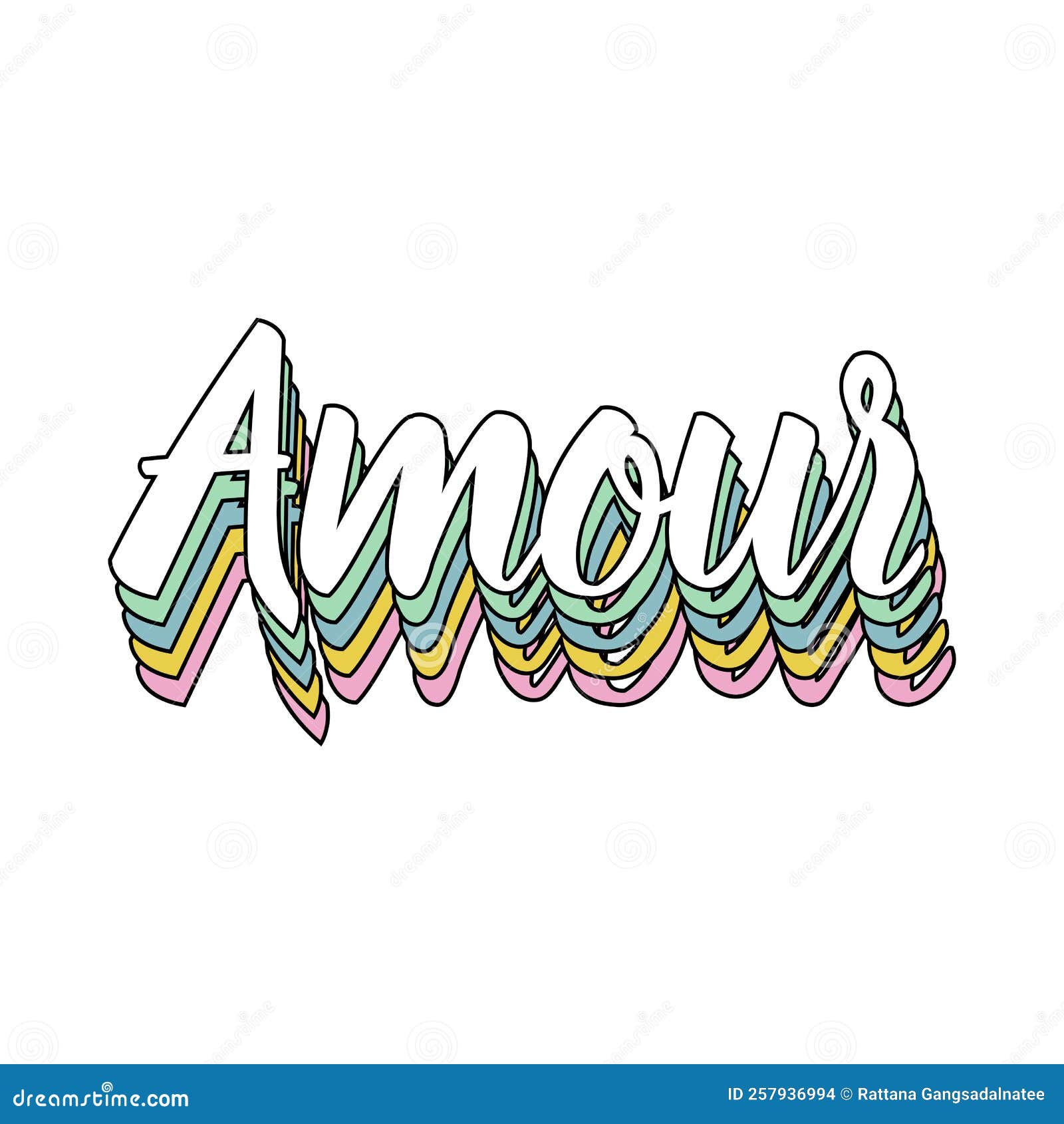 Amour, French Means Love Graphic Design Lettering Abstract for T Shirt ...