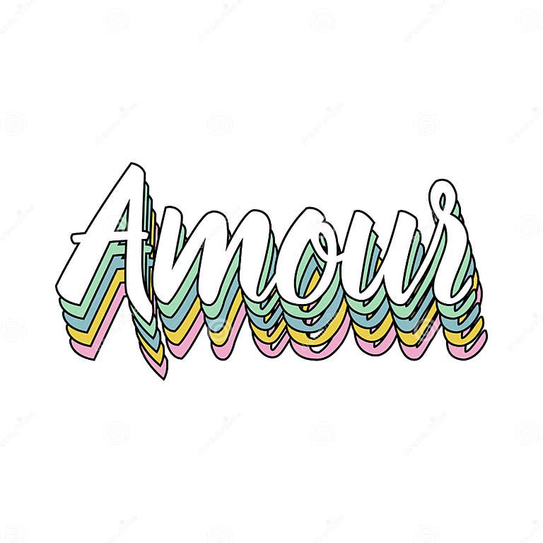 Amour, French Means Love Graphic Design Lettering Abstract for T Shirt ...