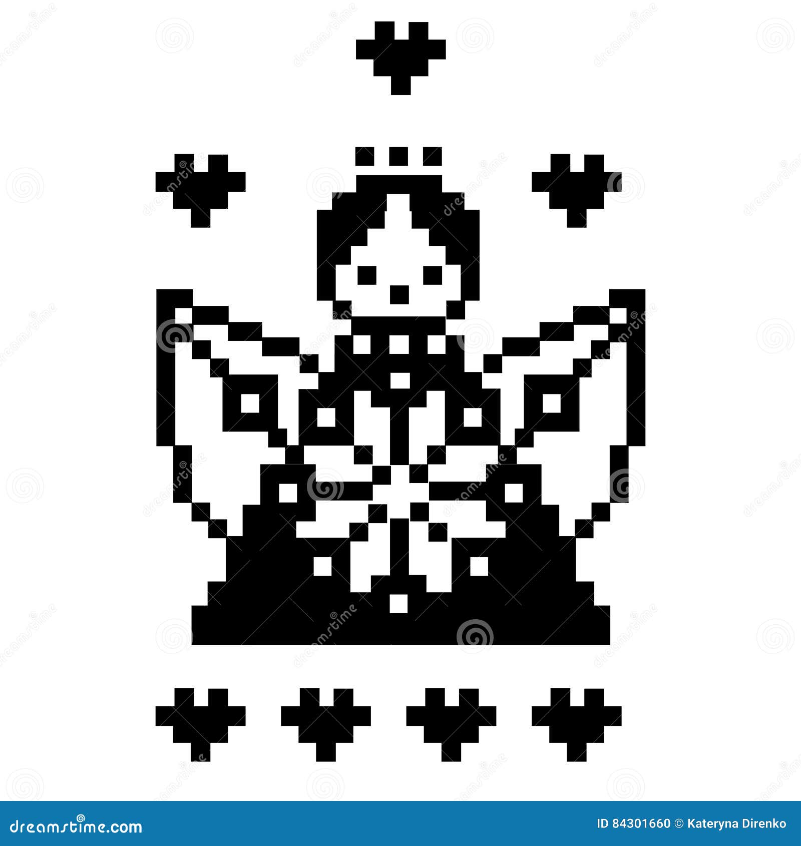 Angel. Pixel Art Angel. Cupid. Cross Stitch. Vector Illustration ...