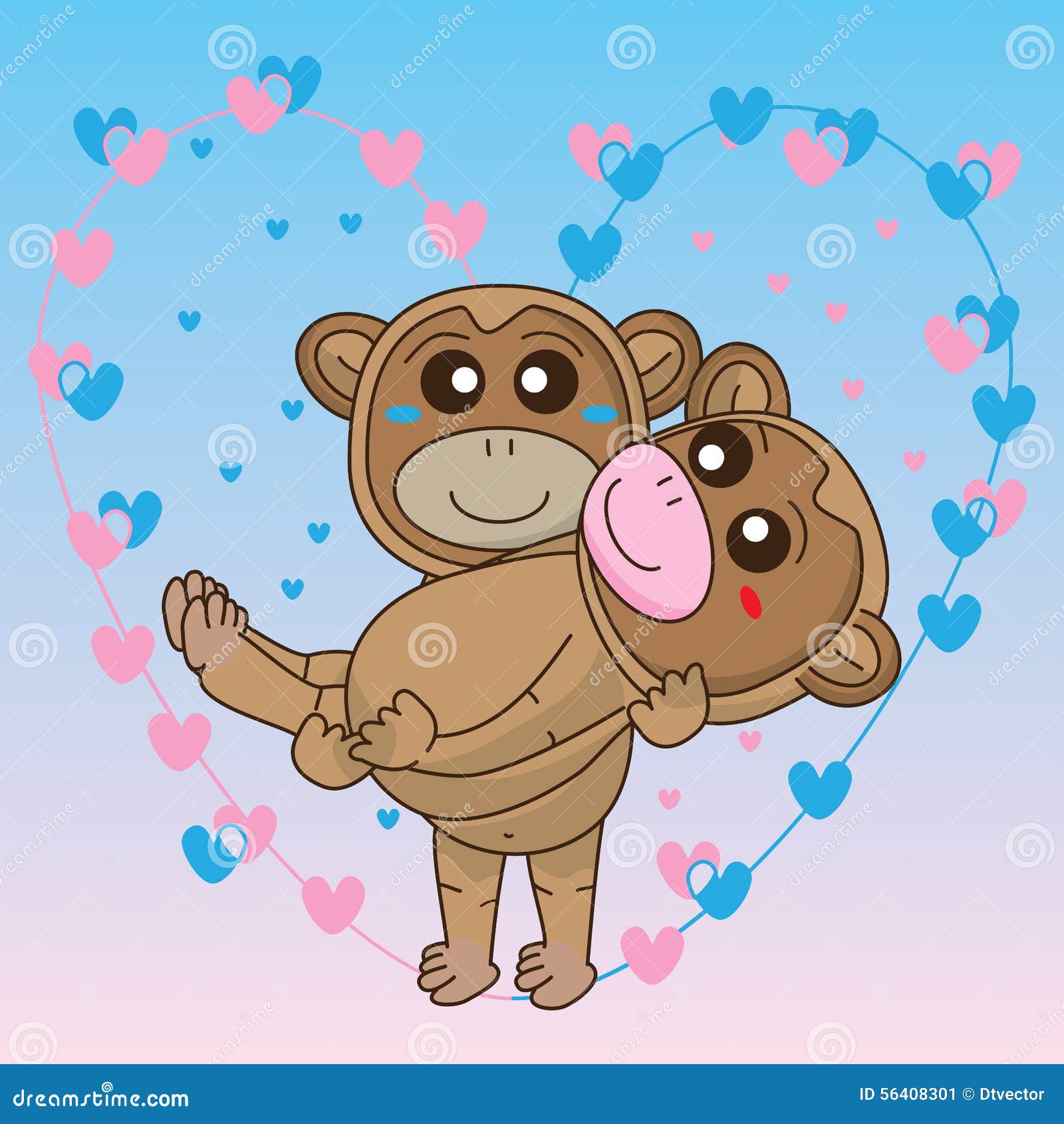 Amour de couples de singe illustration de vecteur. Illustration du ...