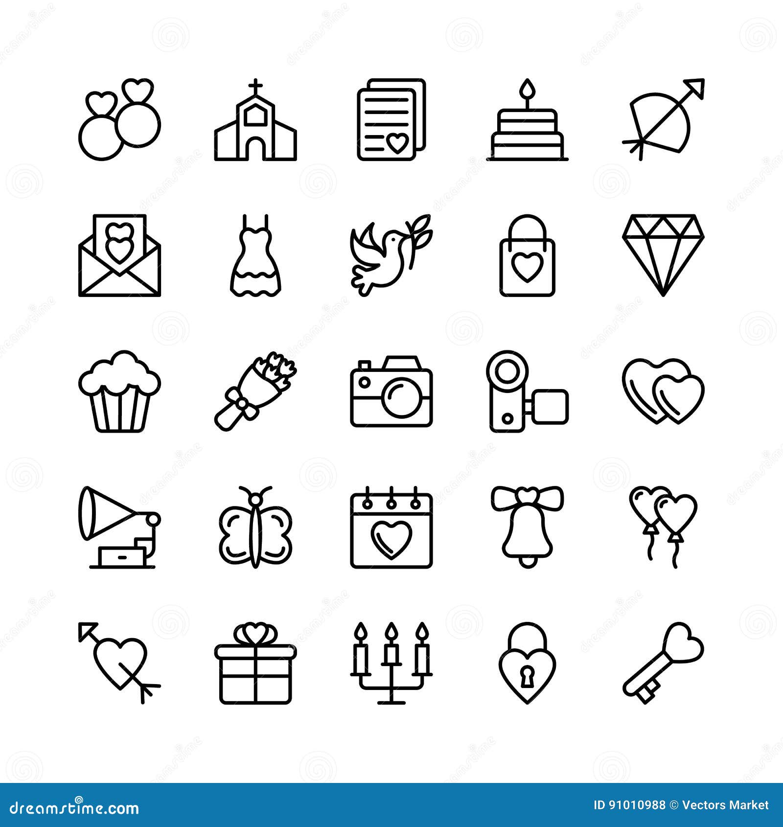 Amour Et Valentine Line Vector Icons 1 Illustration Stock ...