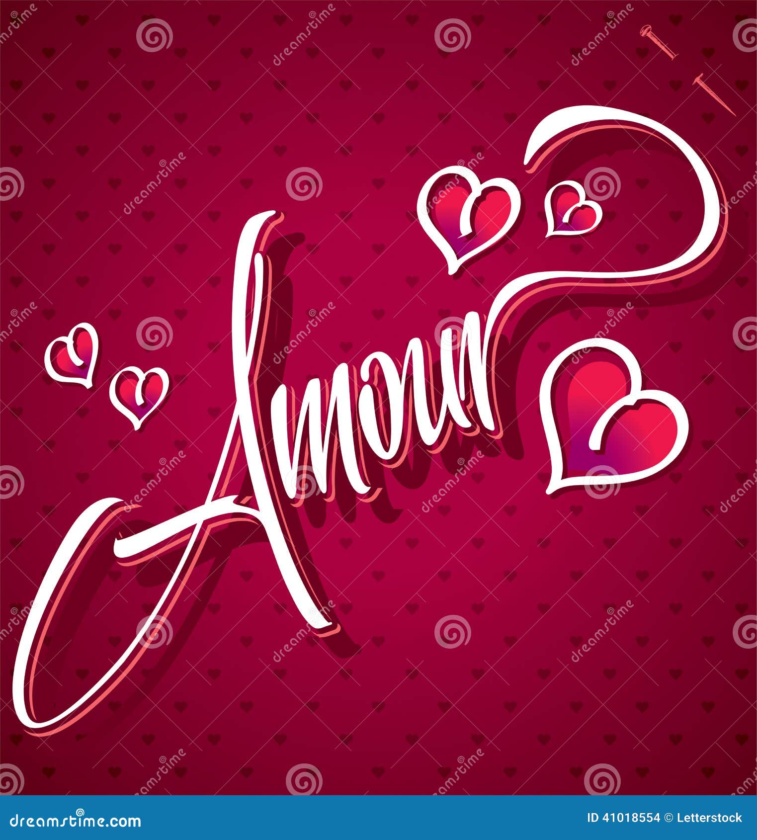 Mon Amour Hand Drawn Vector Lettering. French Quote. Valentine`s Day ...