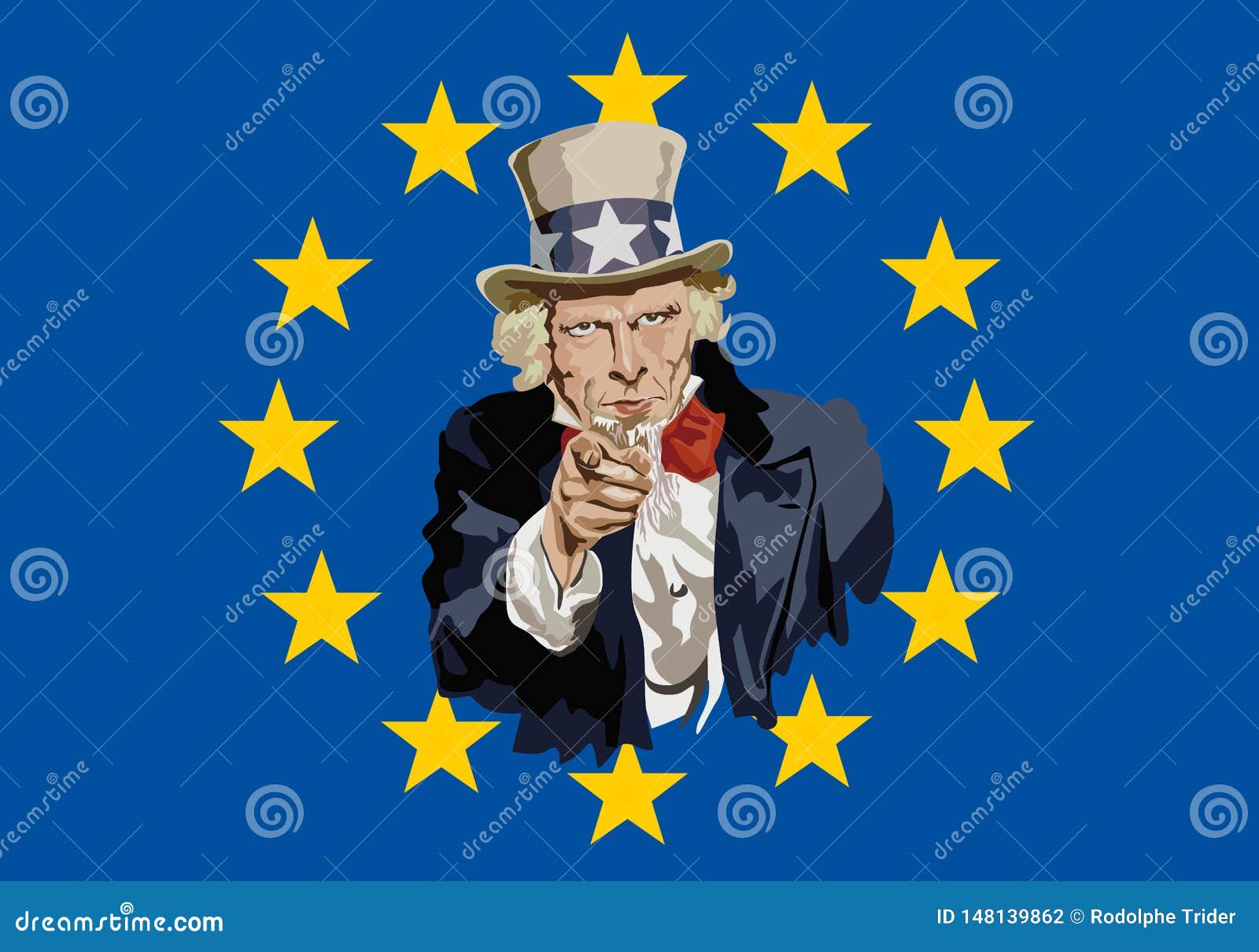 Uncle Sam Symbolically Pointing To Chinaâ€™s Trade Threat. Stock Vector ...