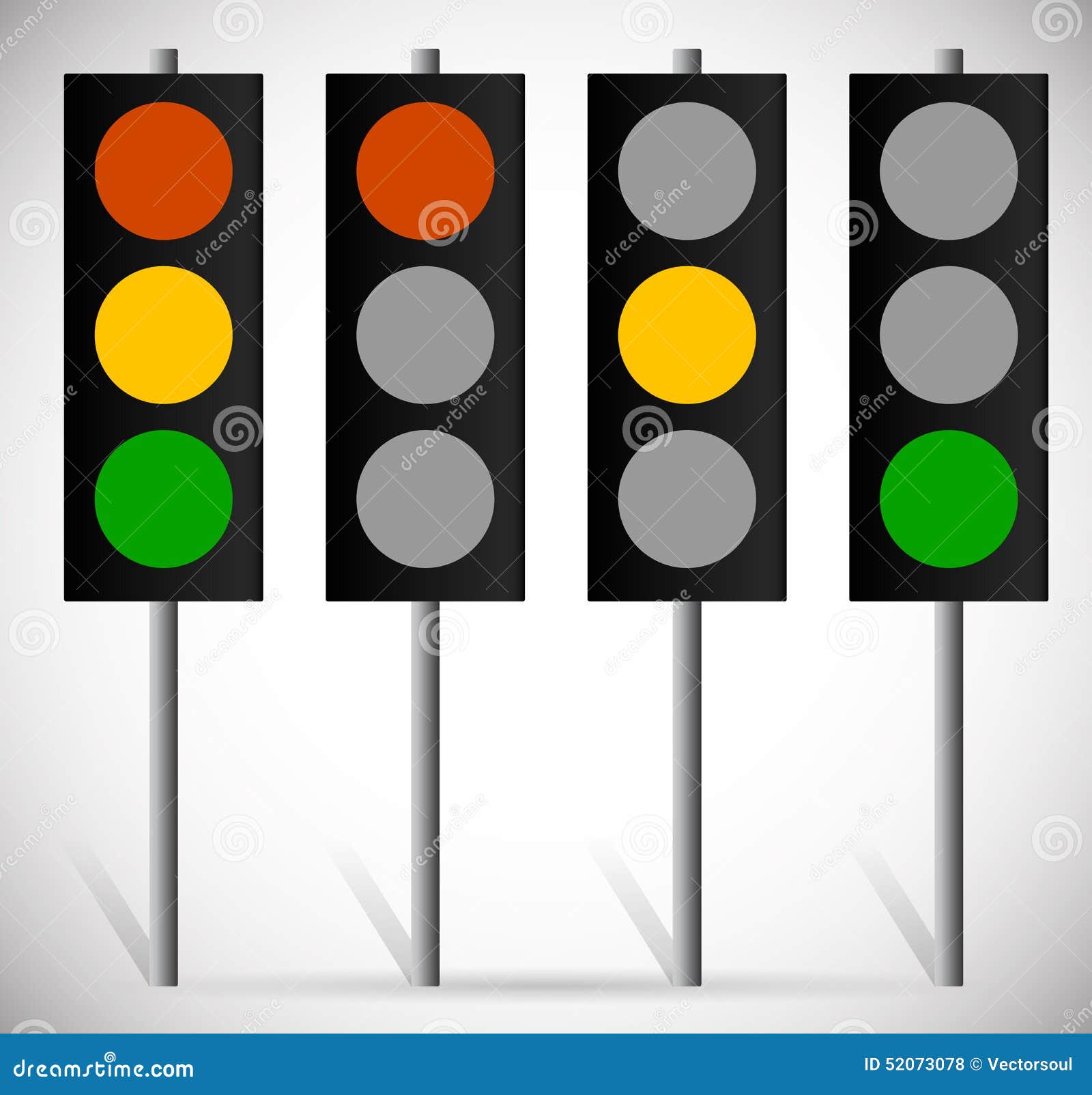 Ampeln, Lampen Oder Verkehrszeichen Eingestellt Rot, Gelb, Grün Vektor ...