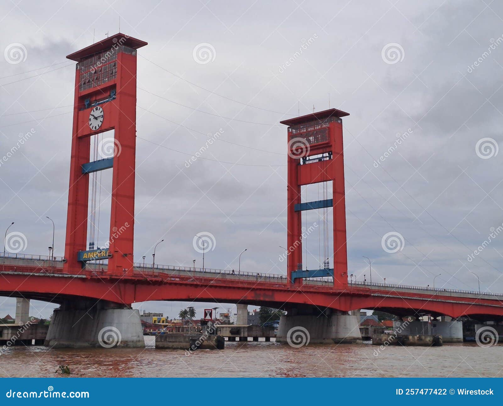 Ampera Bridge on a Gloomy Day Stock Photo - Image of city, tower: 257477422