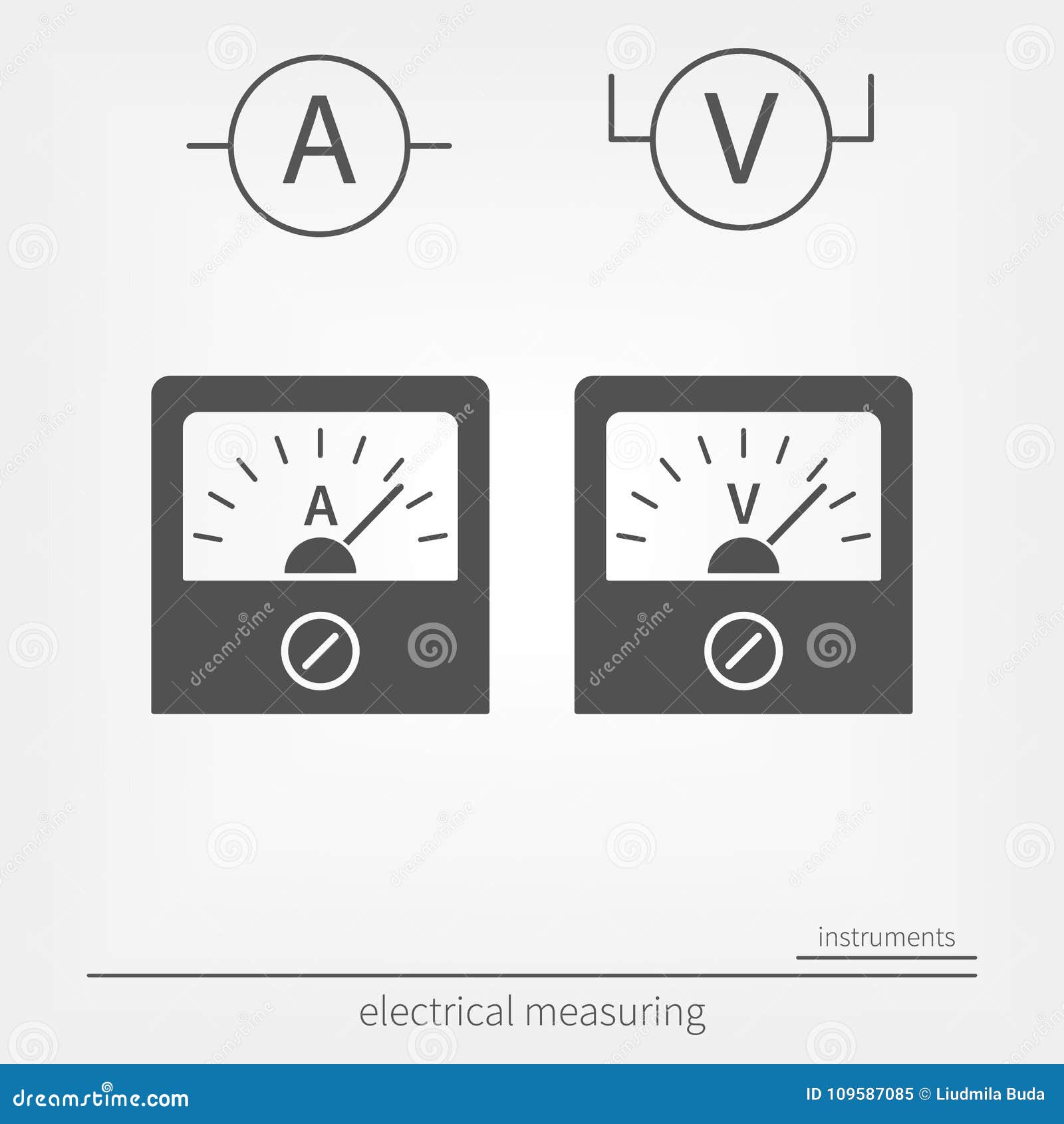 Amperemeter- Och Voltmetersymboler Vektor Illustrationer - Illustration ...