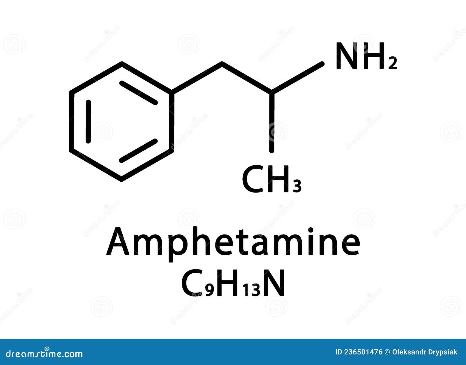 Amfetamine Amphetamine, Speed Stimulant Drug Molecule. Skeletal Formula ...