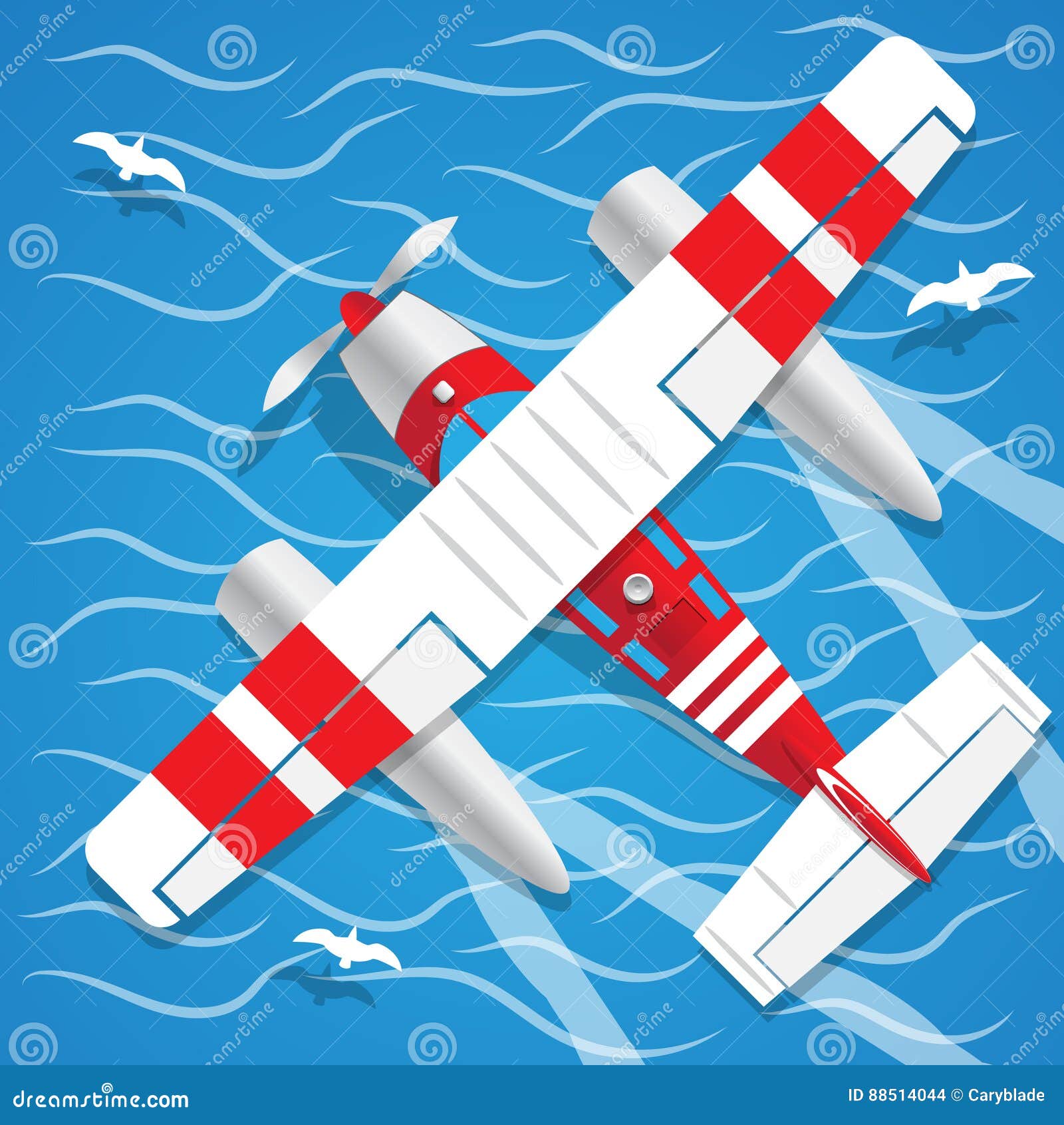 Amphibian seaplane. stock vector. Illustration of gulls - 88514044