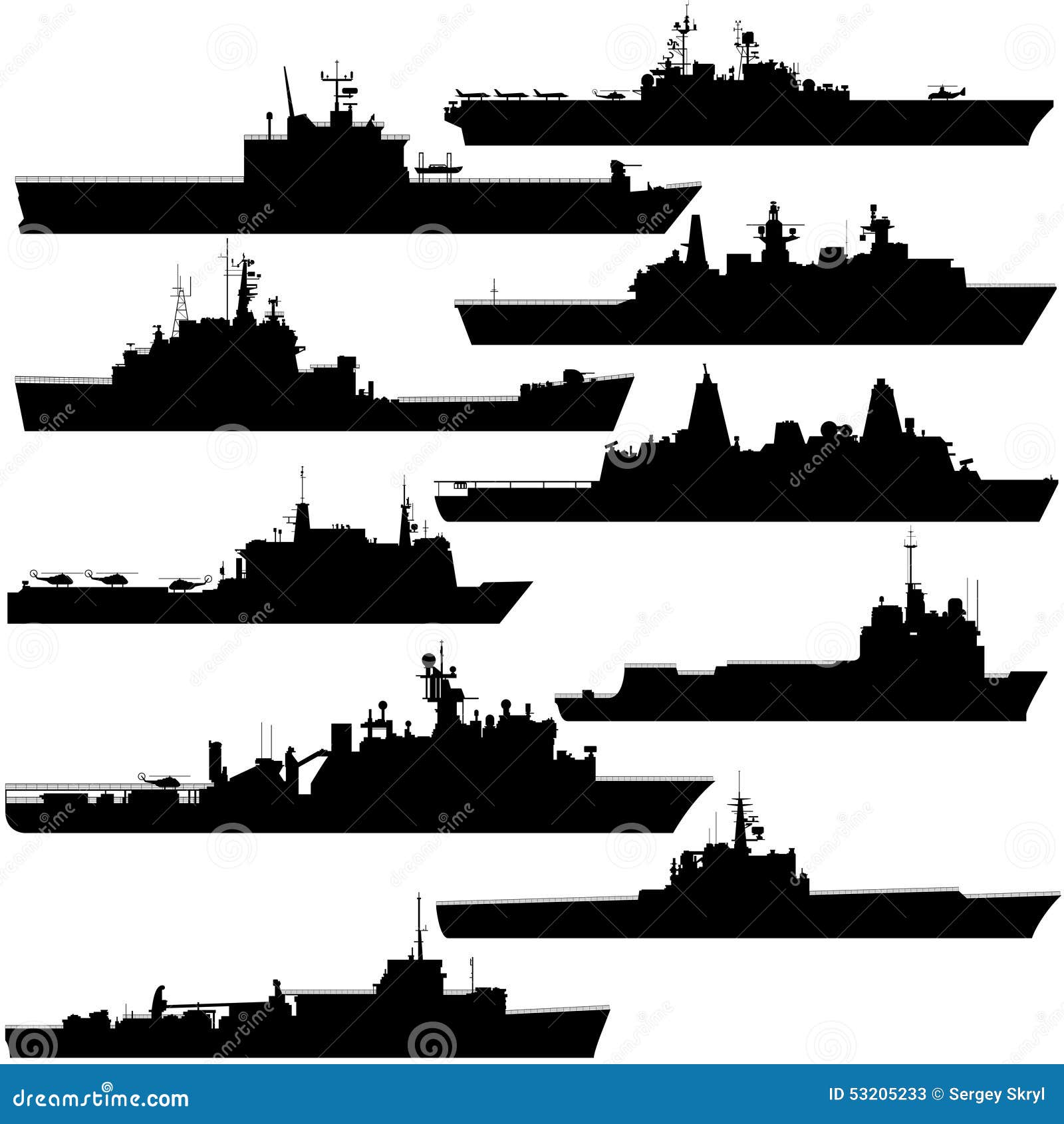 Amphibious Assault War Ship, Helicopter Landing Ship Vector Stock Image ...