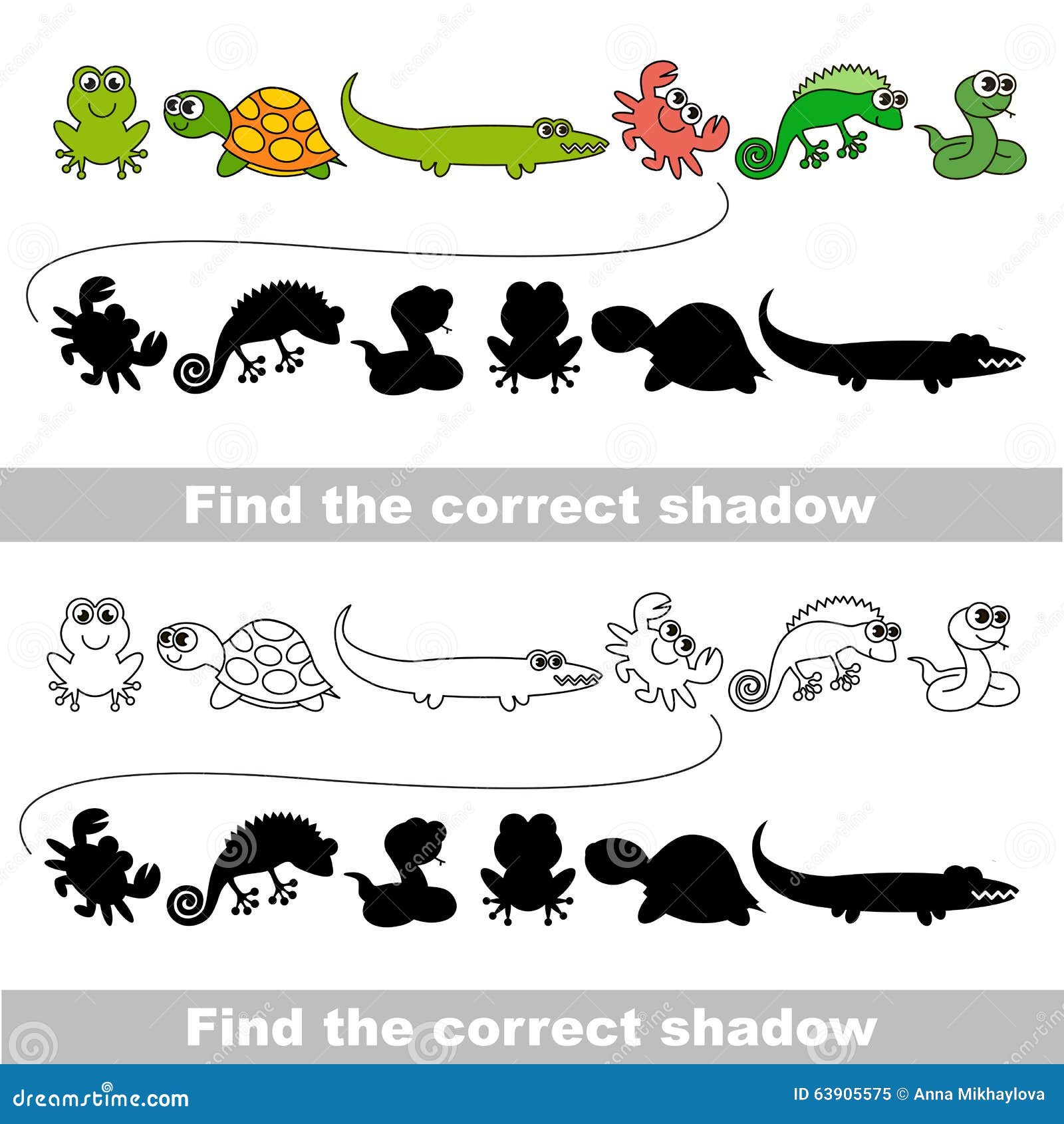 Amphibious Set. Find Correct Shadow. Stock Vector - Illustration of ...
