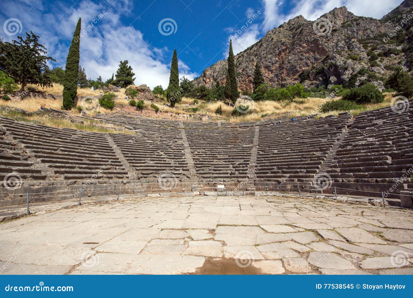 Amphitheater in Ancient Greek Archaeological Site of Delphi, Greece ...