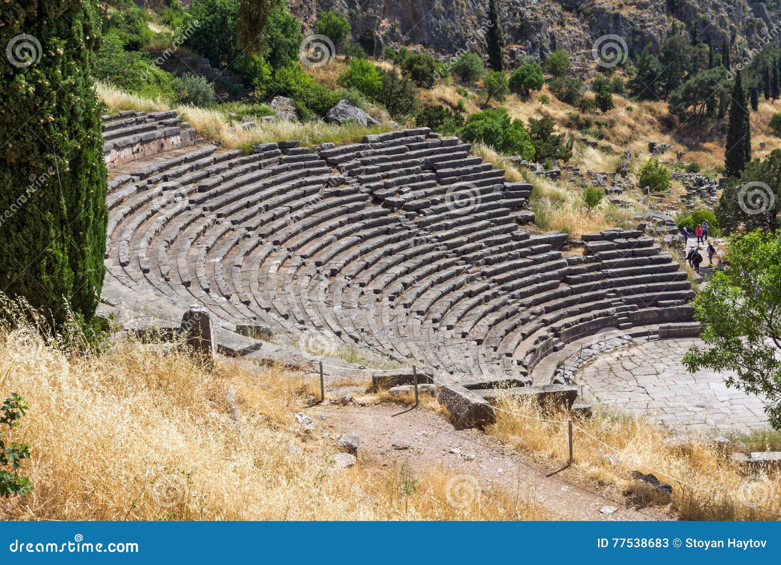 Amphitheater in Ancient Greek Archaeological Site of Delphi, Greece ...