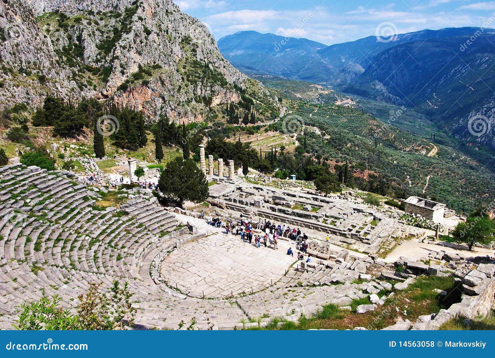 Amphitheater in Delphi, Greece Stock Photo - Image of column, mountain ...