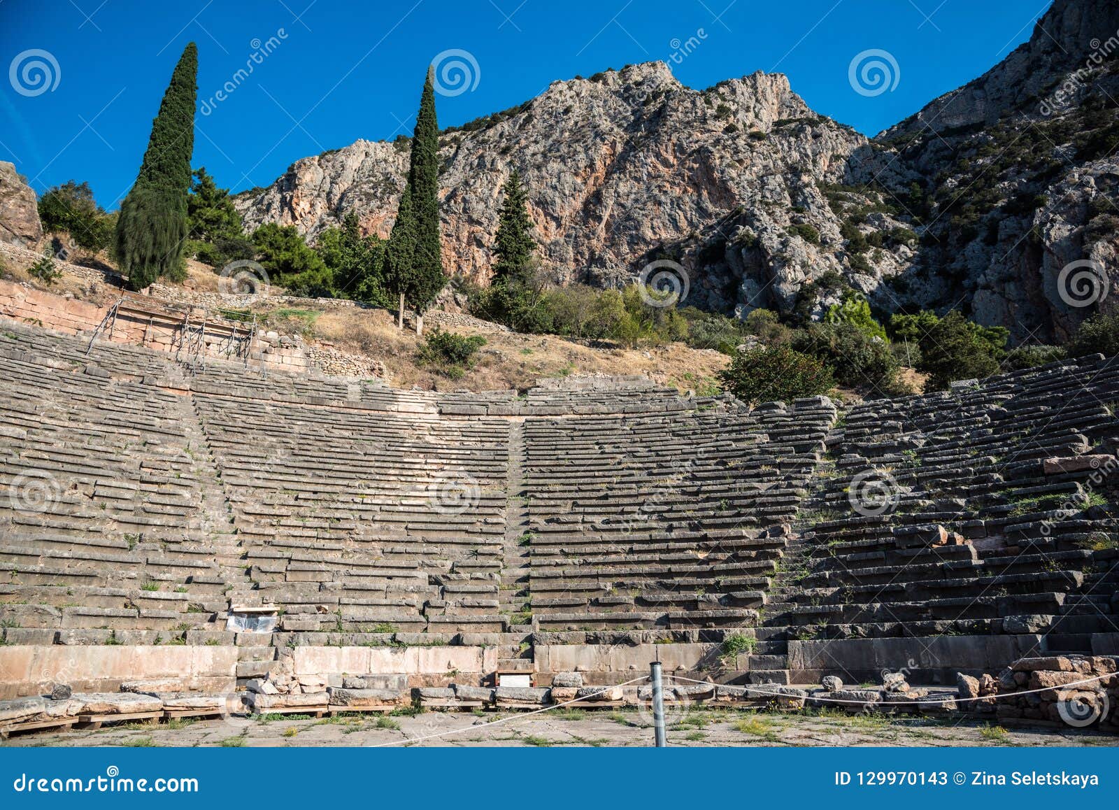 Amphitheater at the Delphi Site, Greece Stock Image - Image of ...