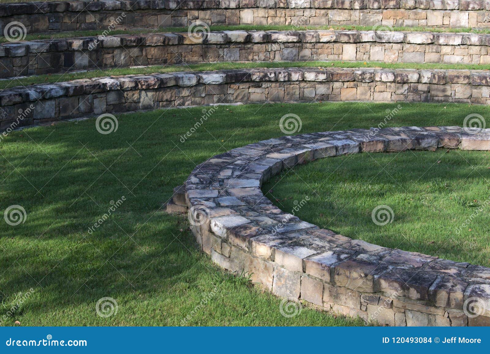 Amphitheater with Grassy Lawn Stock Photo - Image of curves, rock ...