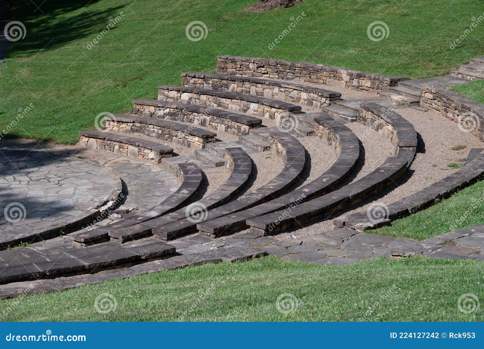 Amphitheater Seating Ready for a Performance in the Park Stock Photo ...