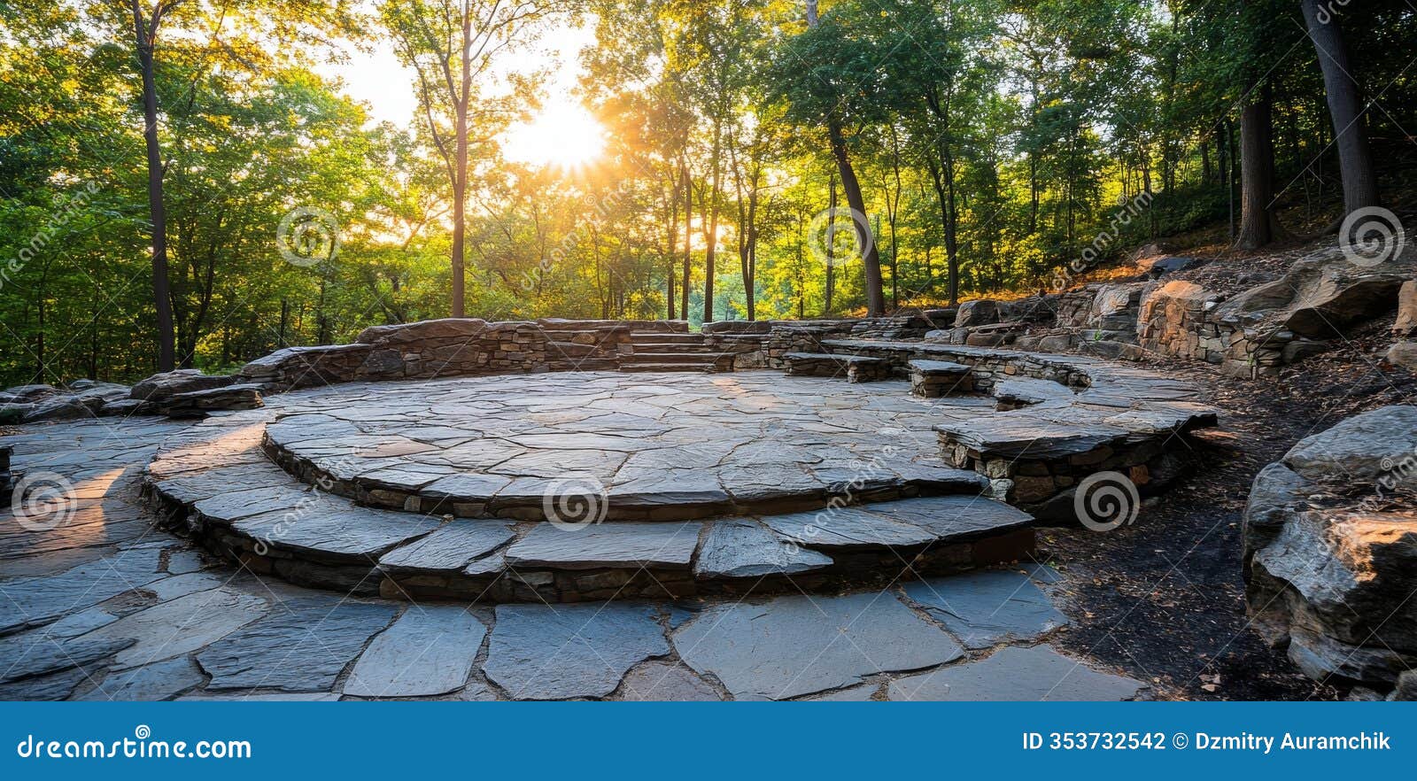 The Amphitheater in the Woods is Accessible Via a Stone Pathway Stock ...