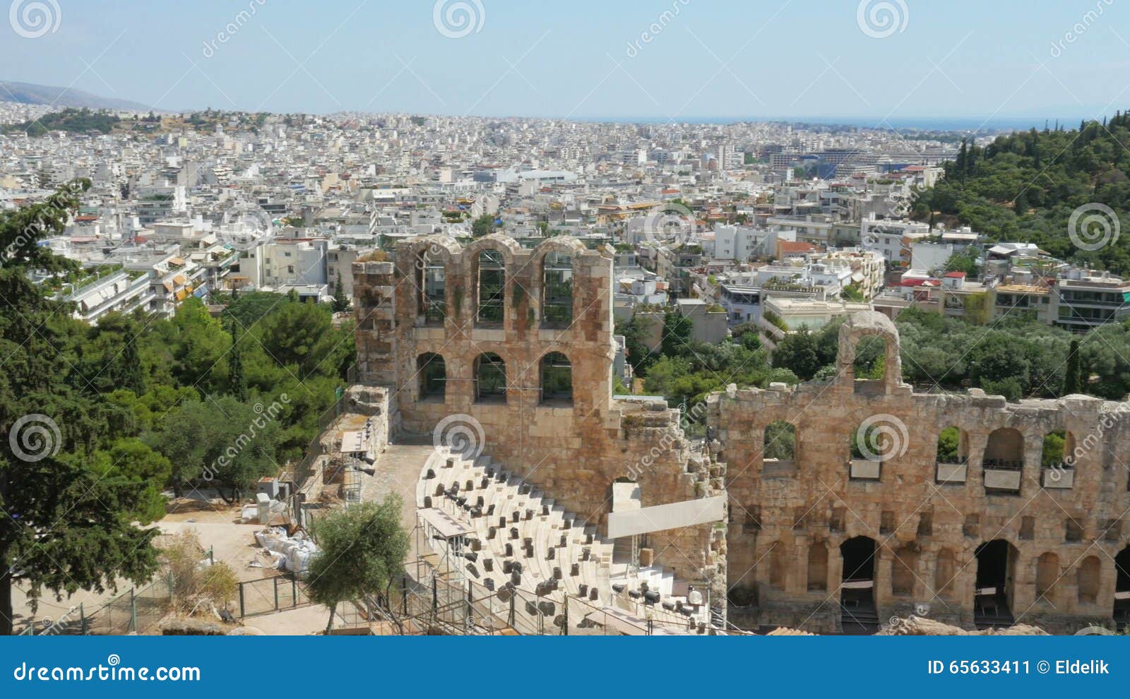 Amphitheatre in Acropolis with Athens City View, Greece, 4k Stock Video ...
