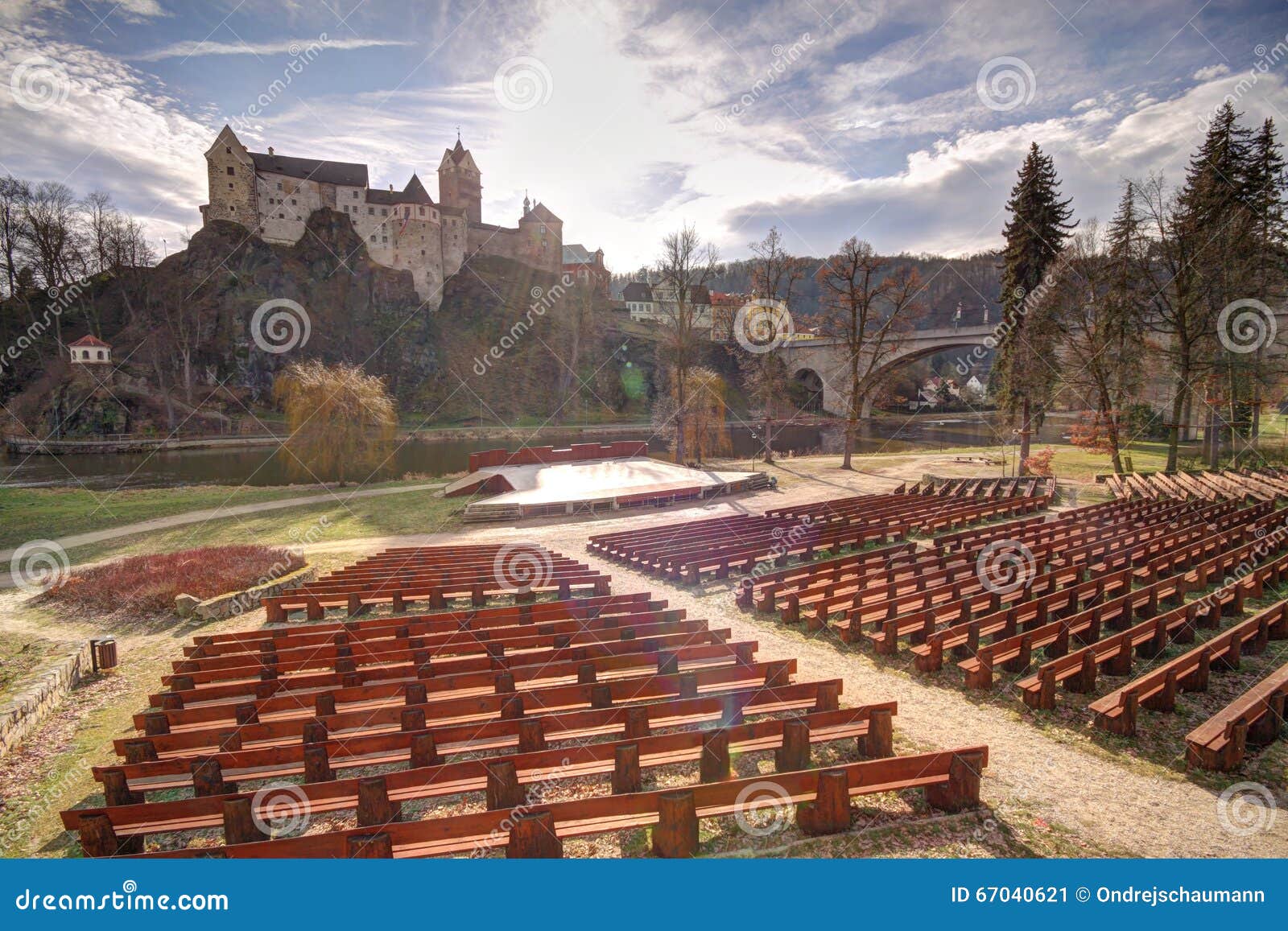 Amphitheatre by the castle stock image. Image of tower - 67040621
