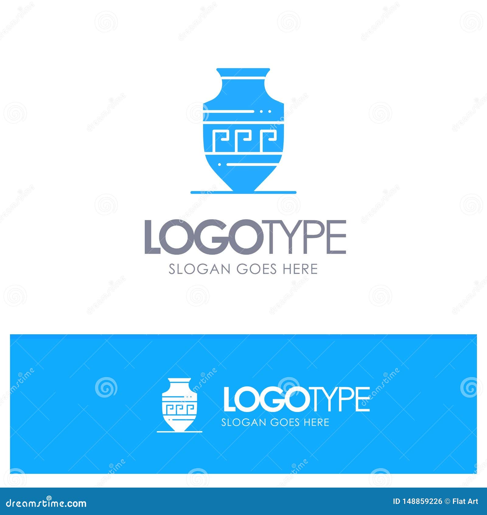 Amphora, Ancient Jar, Greece, Jar Blue Solid Logo with Place for ...