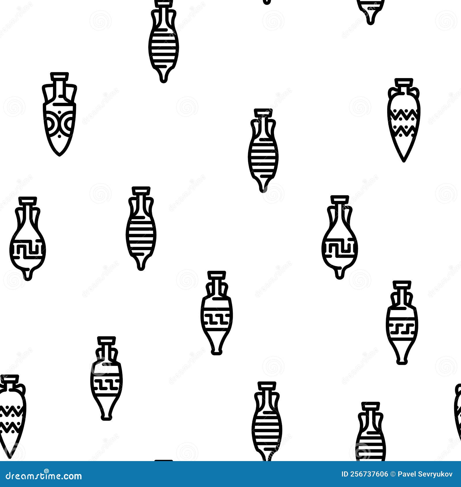 Amphora Seamless Pattern In Vintage Style. Ancient Greek Jugs And ...