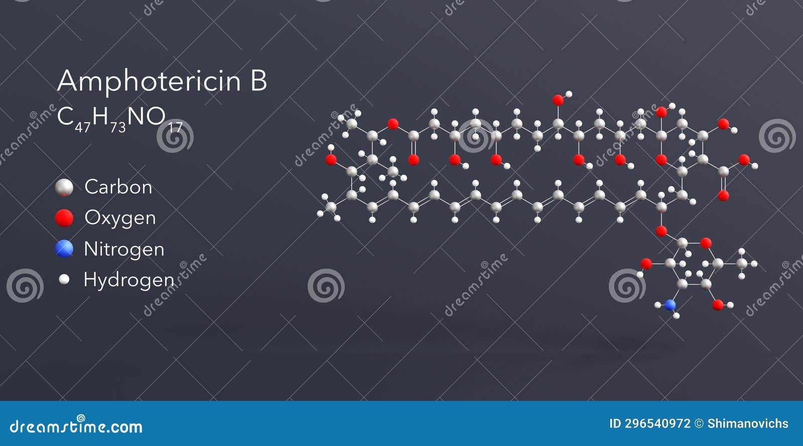 Amphotericin B Molecule 3d Rendering, Flat Molecular Structure with ...