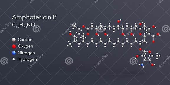 Amphotericin B Molecule 3d Rendering, Flat Molecular Structure with ...