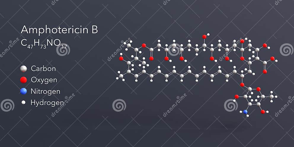 Amphotericin B Molecule 3d Rendering, Flat Molecular Structure with ...