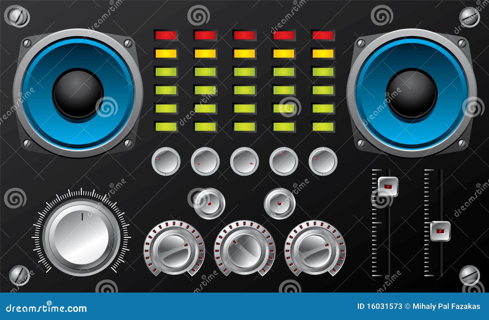 Amplifier with Controls and Equalizer Stock Vector - Illustration of ...