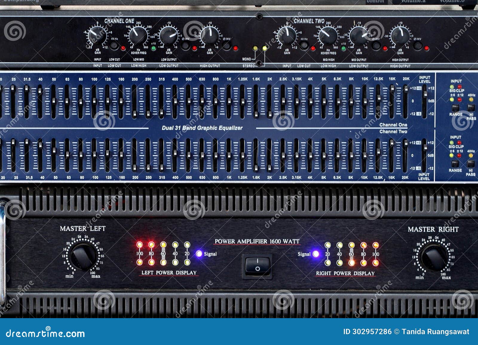 Amplifier and Equalizer Electric Panel Stock Photo - Image of equalizer ...