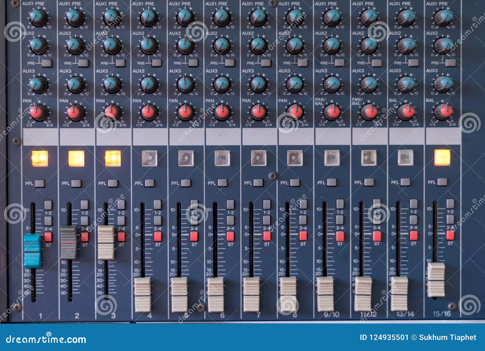 Amplifier Equipment with Sliders and Knobs for Outdoor Music. Stock ...