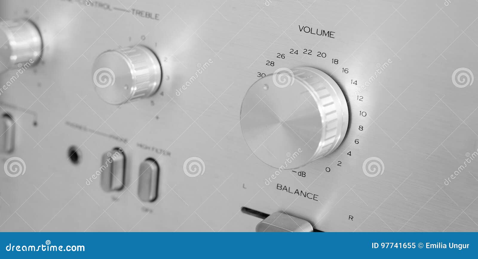Amplifier Knobs and Buttons Stock Image - Image of level, audio: 97741655