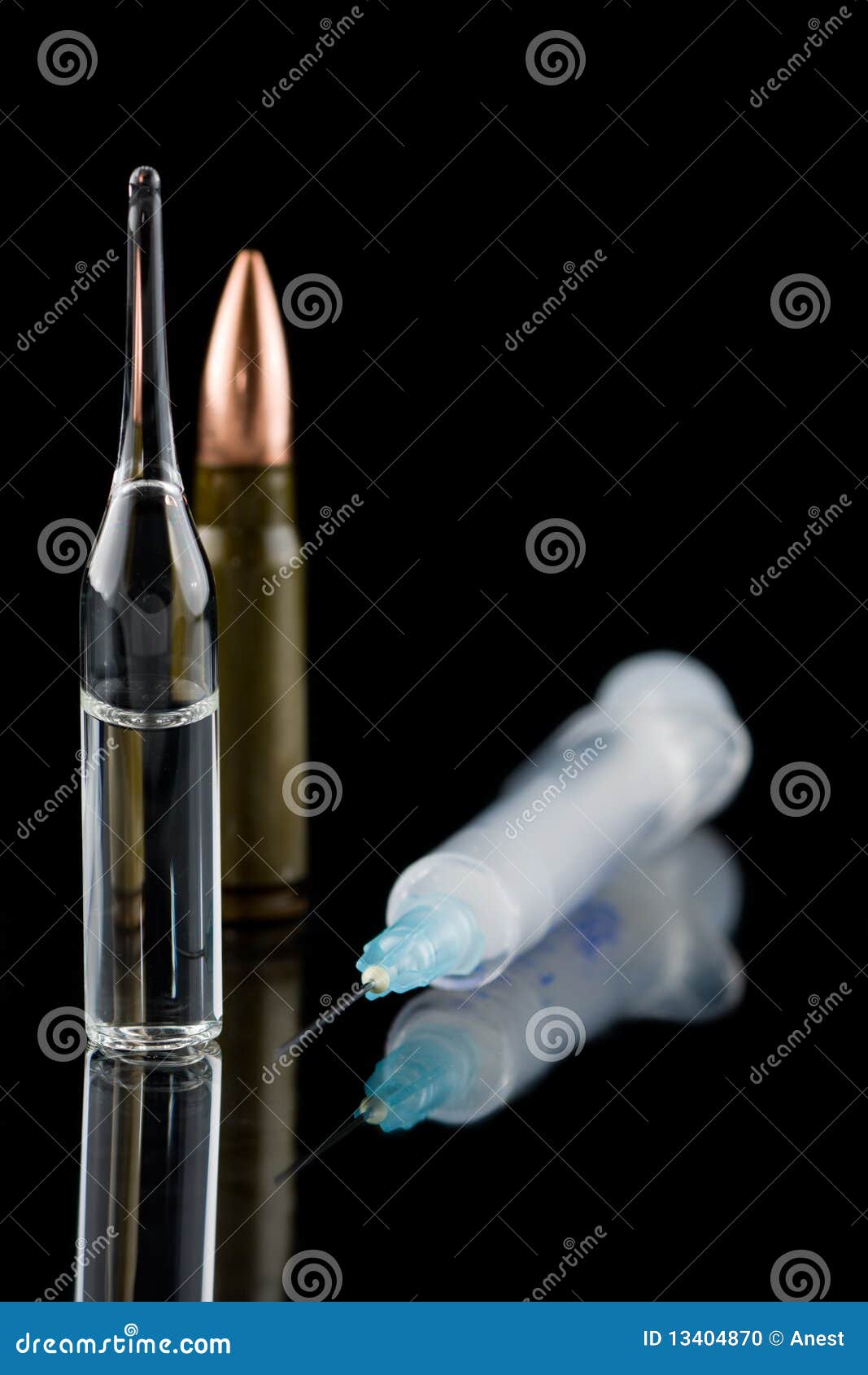 Ampoule, Syringe and Bullet Stock Photo - Image of medication, deadly ...