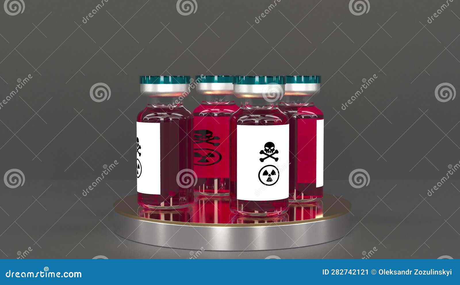 Ampoules with Poison Red Liquid Rotate on the Platform Intro 3d Stock ...