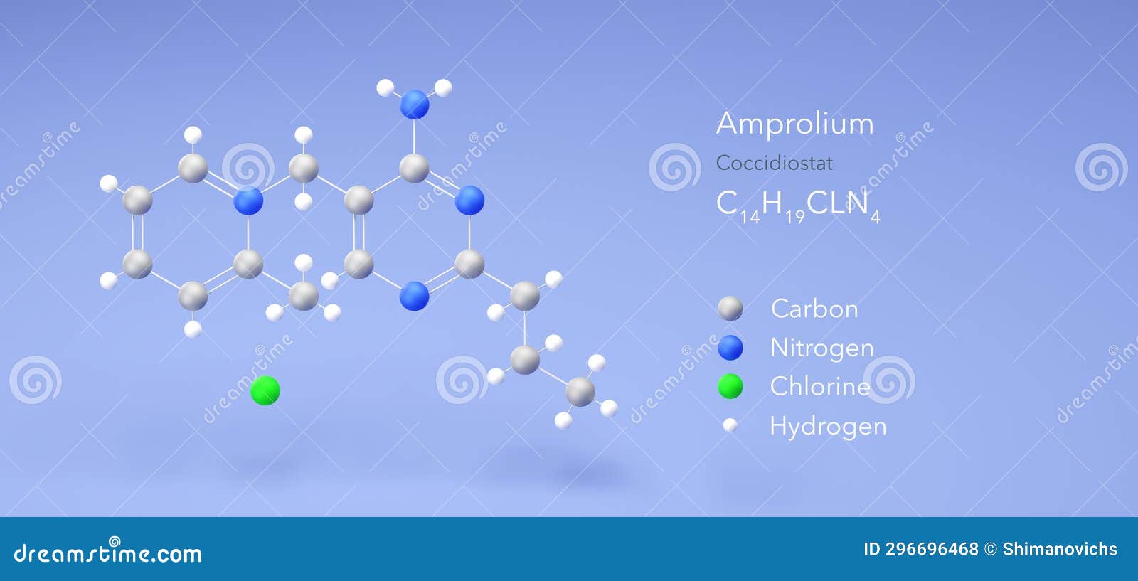 Amprolium Molecule, Molecular Structures, Coccidiostat, 3d Model ...