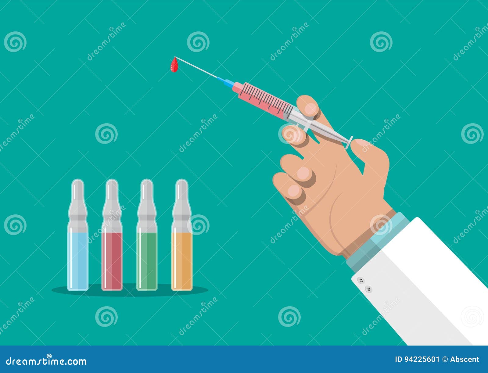 Ampullen Und Spritze in Der Hand Vektor Abbildung - Illustration von ...