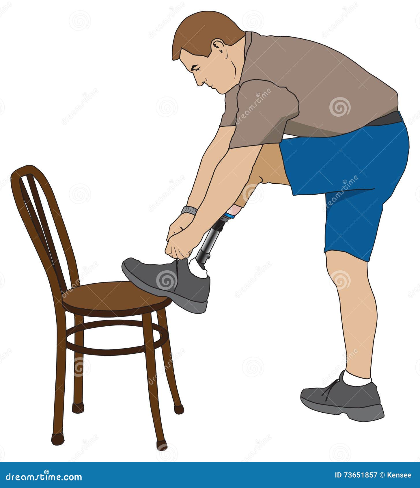 Amputato che lega scarpa illustrazione vettoriale. Illustrazione di ...