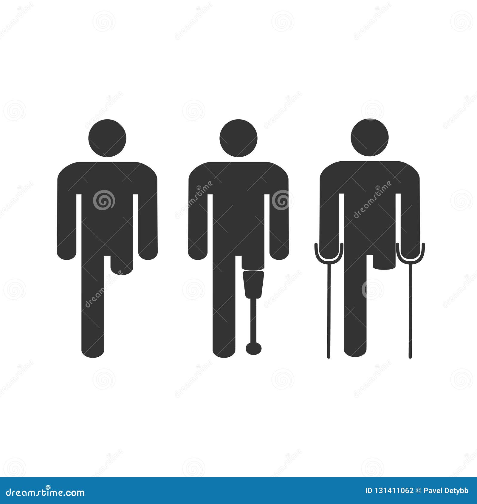 Amputee Disabled Man. Vector Illustration, Flat Design. Stock Vector ...
