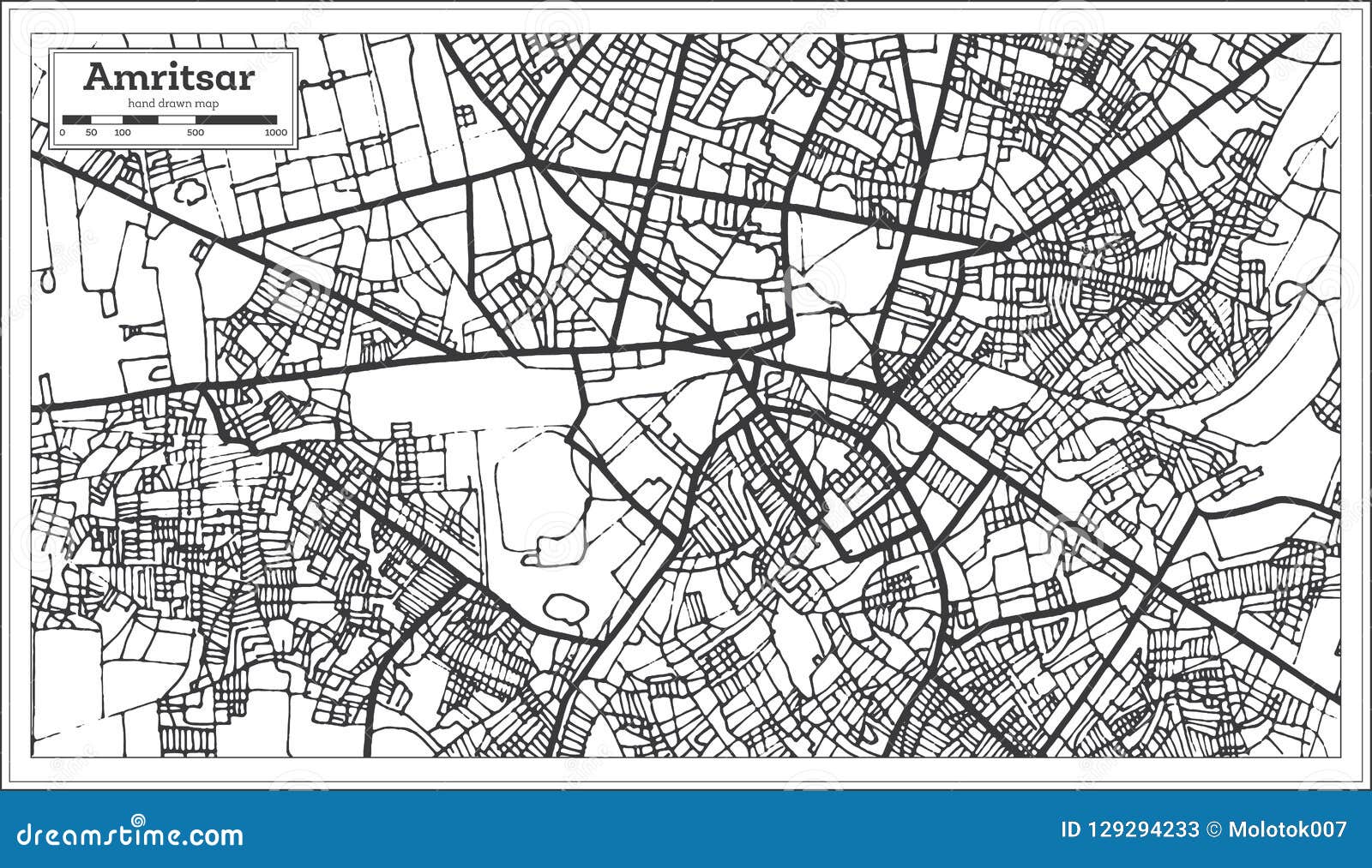 Amritsar India City Map in Retro Style. Outline Map Stock Vector ...