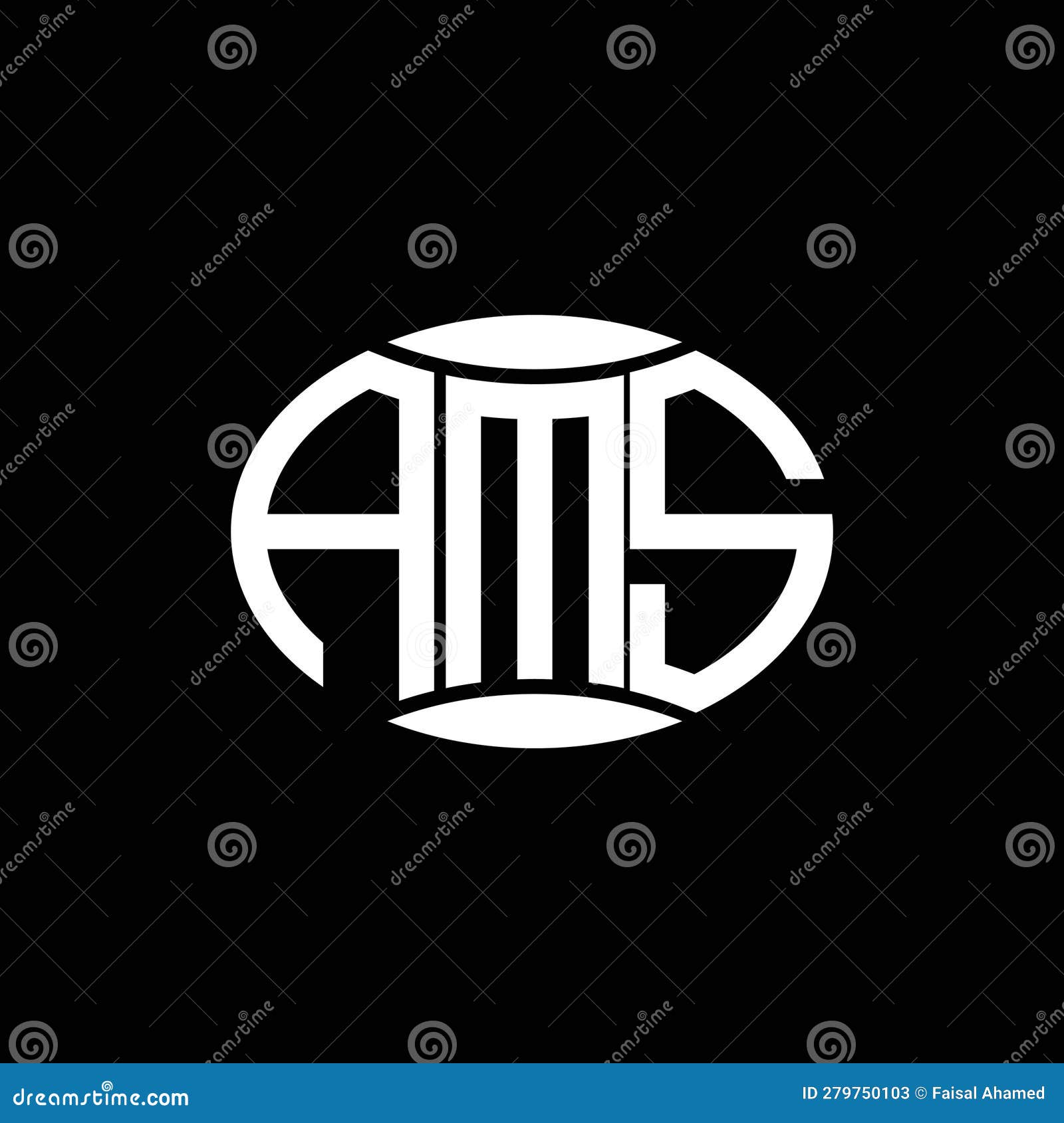 AMS Abstract Monogram Circle Logo Design on Black Background. AMS ...